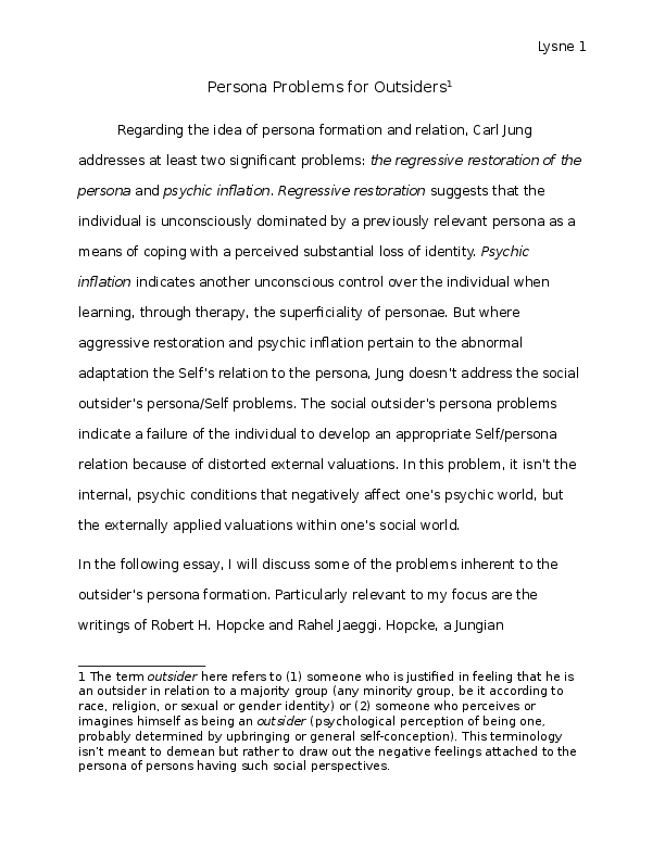 (DOC) Persona Problems for Outsiders