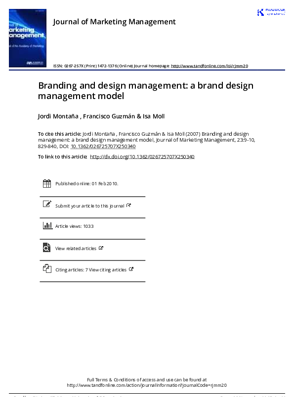 (PDF) Branding and design management- a brand design management model