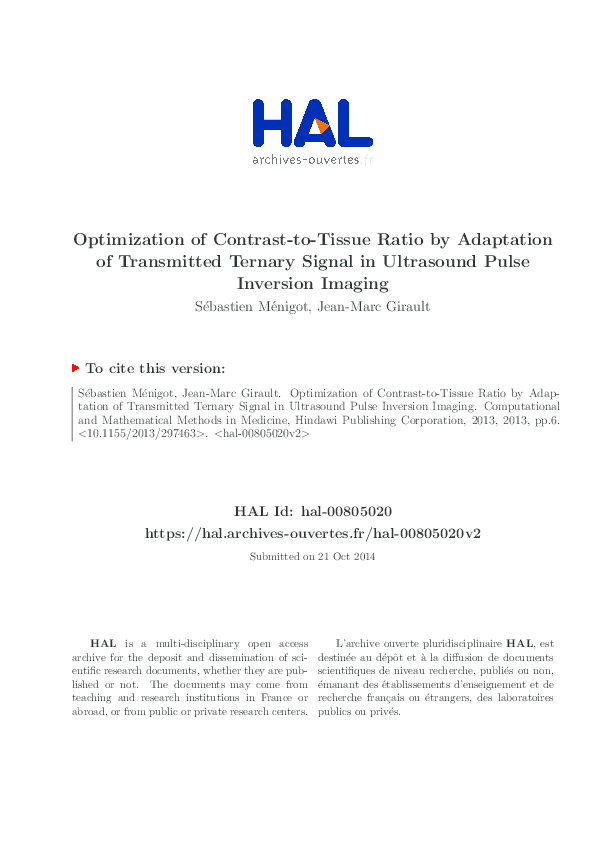 (PDF) Optimization of Contrast-to-Tissue Ratio by Adaptation of ...