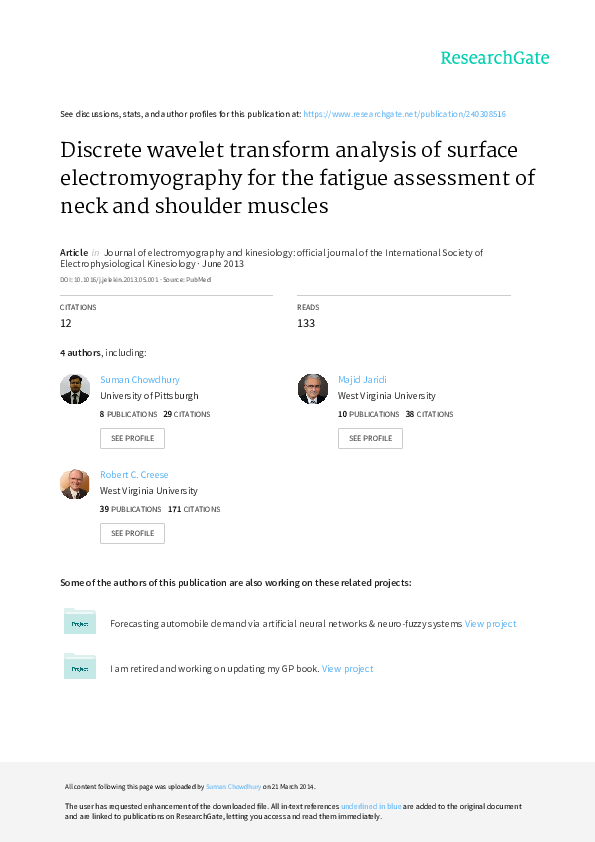 (PDF) Discrete wavelet transform analysis of surface electromyography ...