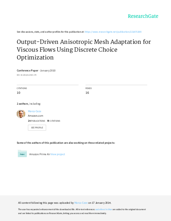 (PDF) Output-Driven Anisotropic Mesh Adaptation for Viscous Flows Using Discrete Choice Optimization