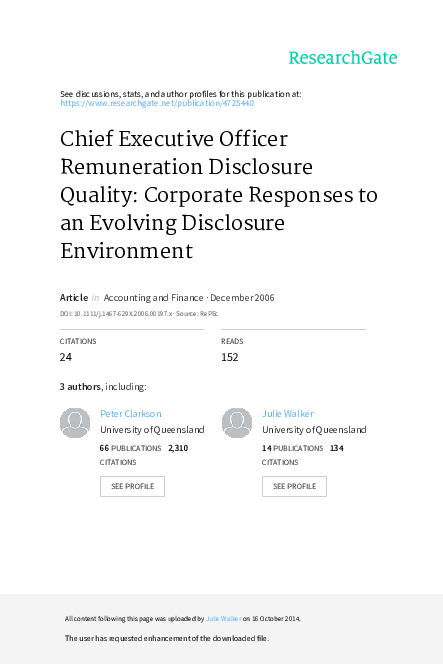 (PDF) Chief executive officer remuneration disclosure quality ...