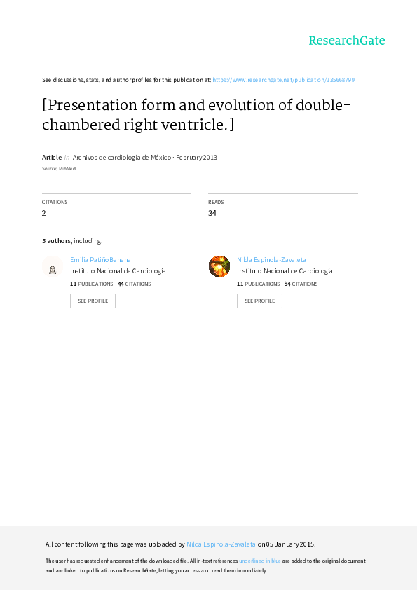 (PDF) [Presentation form and evolution of double-chambered right ...