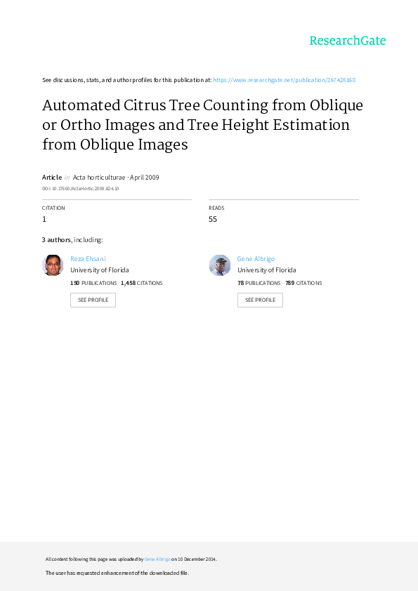 Pdf Automated Citrus Tree Counting From Oblique Or Ortho Images And Tree Height Estimation