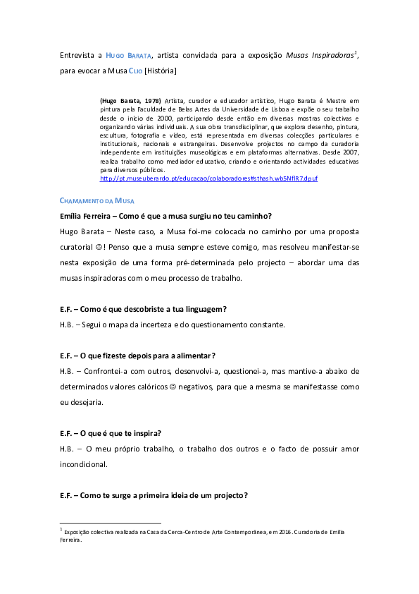 (PDF) Entrevista a HUGO BARATA