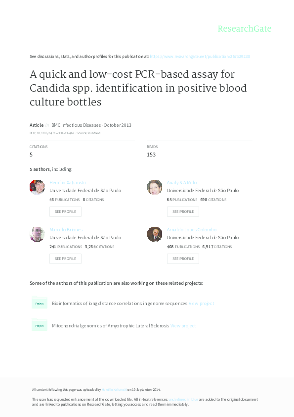 (PDF) Low-Cost PCR Method for Candida Identification