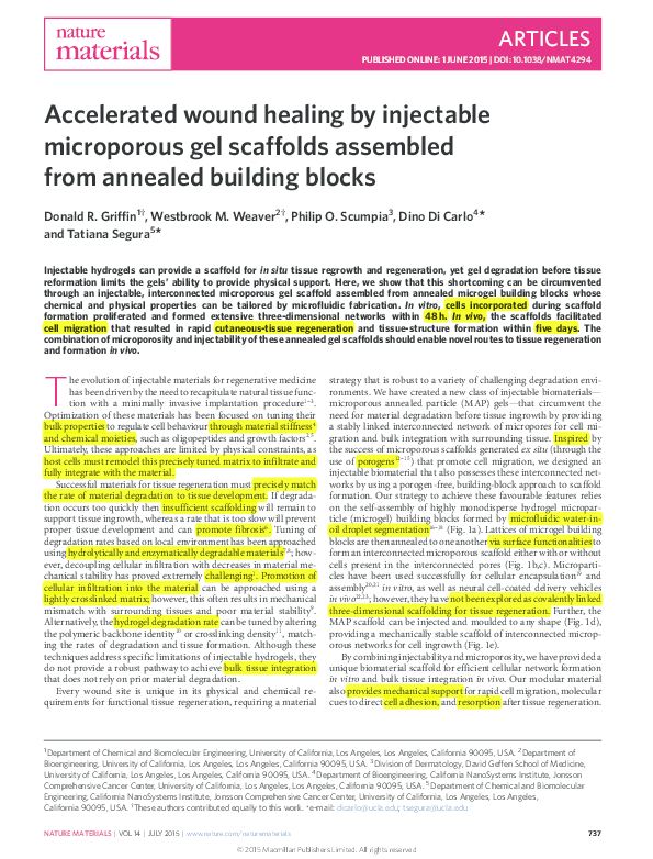 (PDF) Accelerated wound healing by injectable microporous gel scaffolds ...