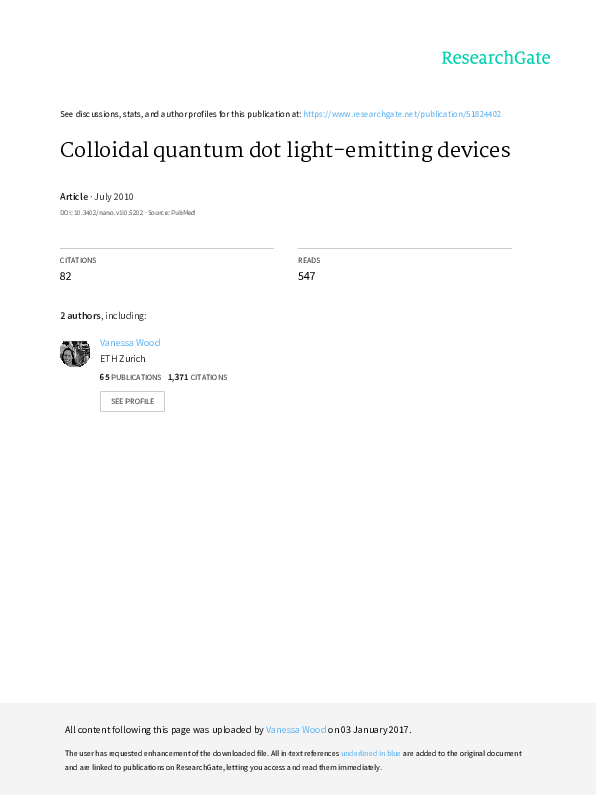 (PDF) Colloidal quantum dot photodetectors