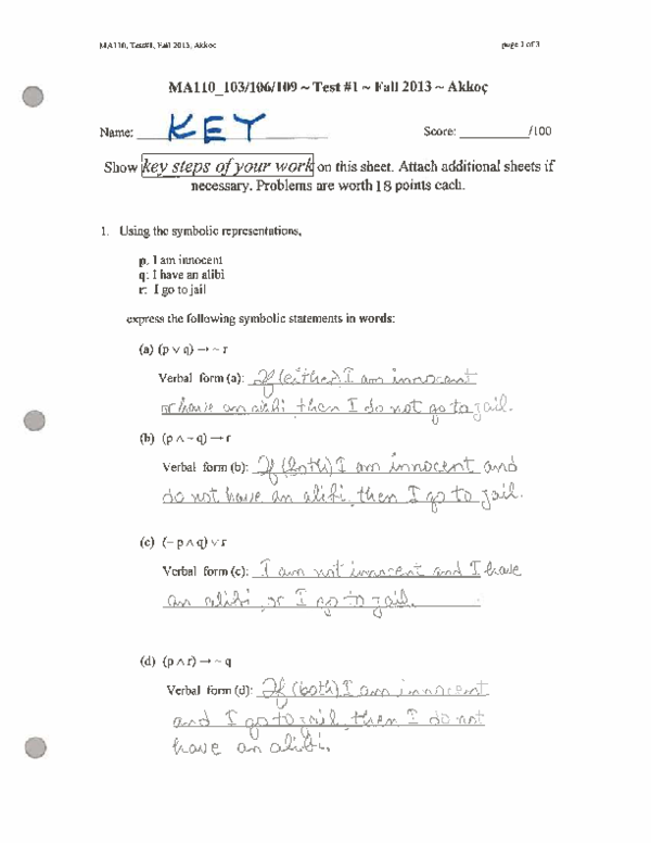 Pdf Finite Math Test Questions Can C Akkoç 
