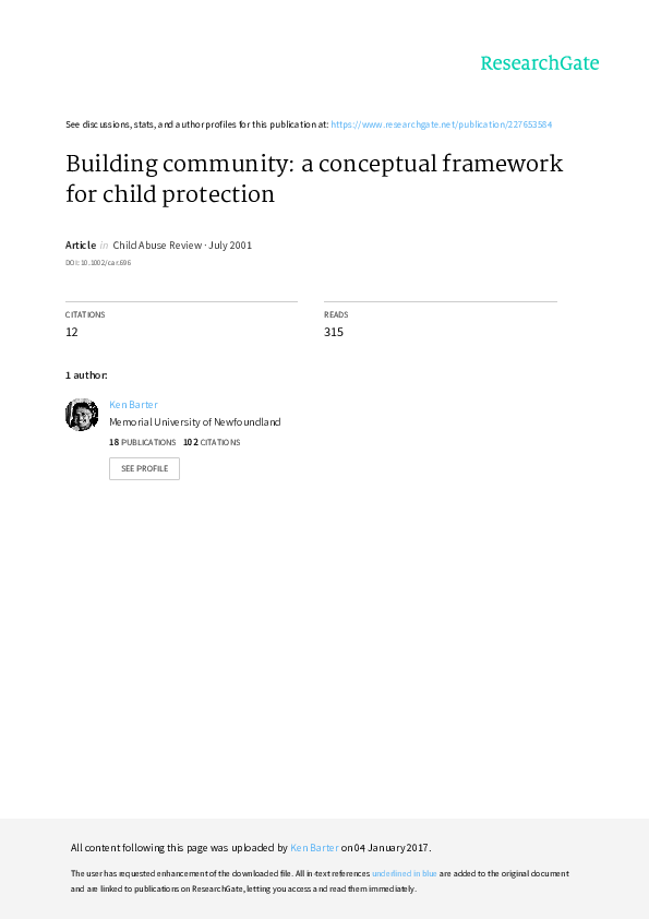 (PDF) Building community: a conceptual framework for child protection