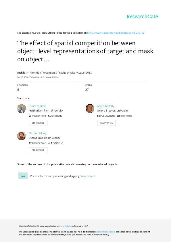 (PDF) The effect of spatial competition between object-level ...