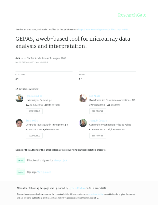 (PDF) GEPAS, a web-based tool for microarray data analysis and interpretation