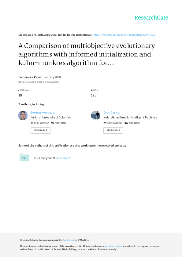 (PDF) Comparison of Multi‐Objective Evolutionary Algorithms for Long‐Term Monitoring Design