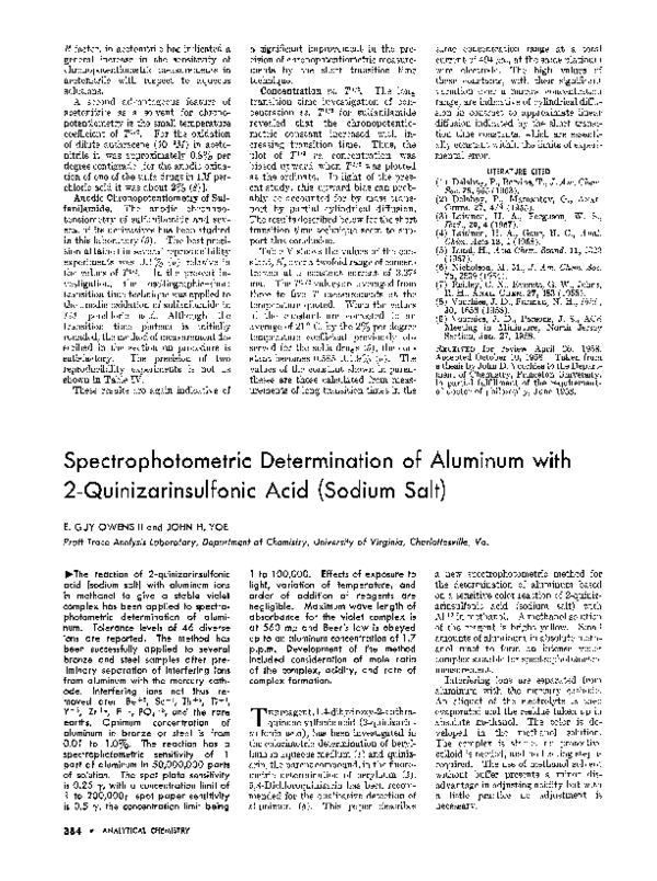 (PDF) Spectrophotometric determination of aluminium by morin