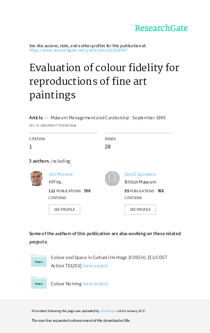 (PDF) Evaluation of Colour Fidelity for Reproductions of Fine Art Paintings
