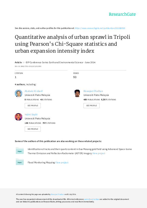 (PDF) Quantitative analysis of urban sprawl in Tripoli using Pearson's ...