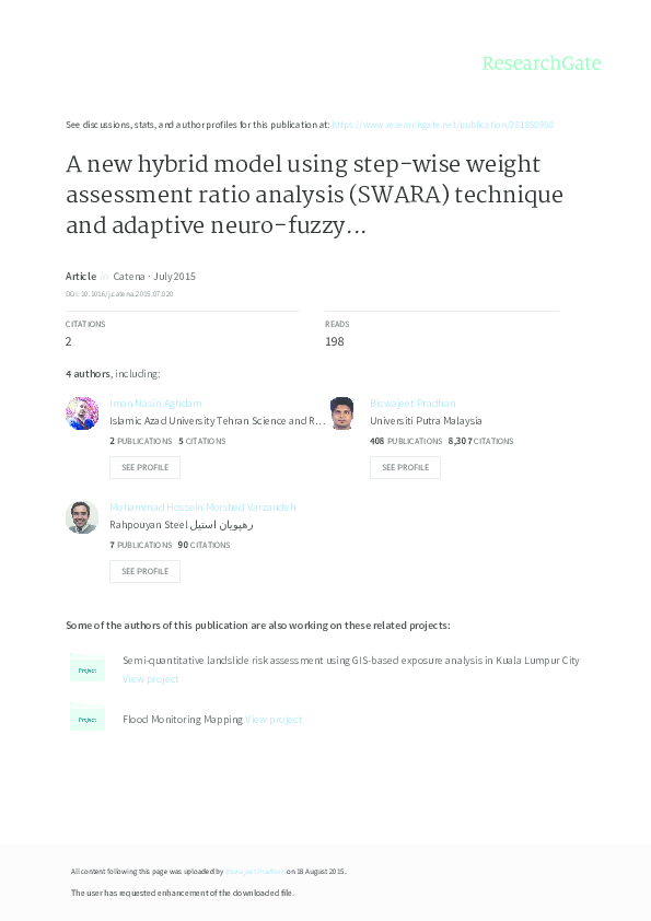 (PDF) A new hybrid model using step-wise weight assessment ratio ...