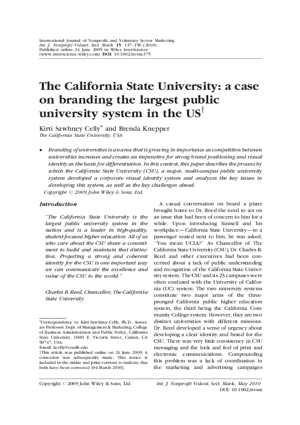 (PDF) The California State University: a case on branding the largest ...