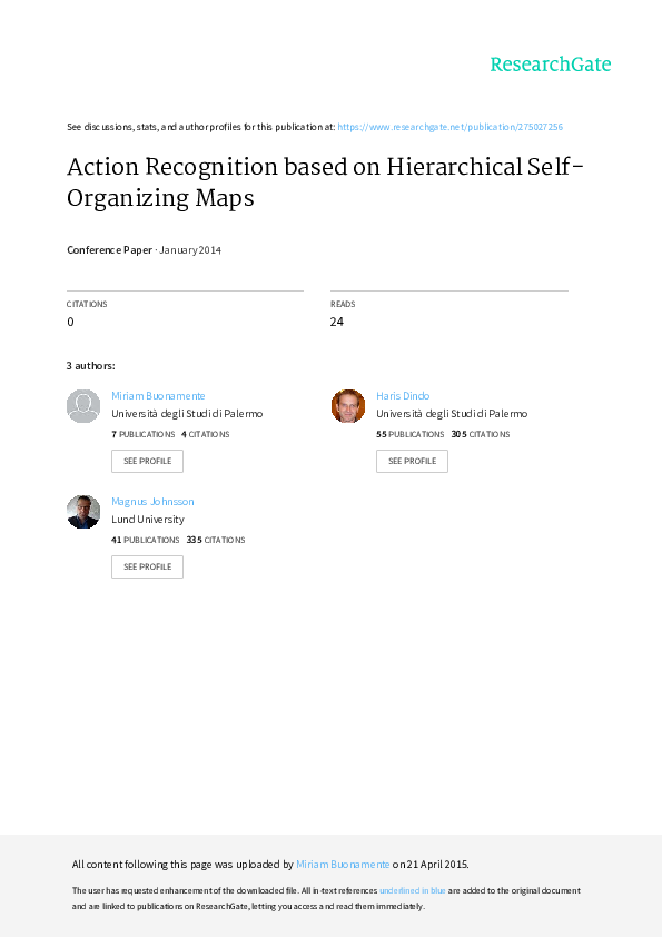(PDF) Action Recognition based on Hierarchical Self-Organizing Maps | Magnus Johnsson - Academia.edu