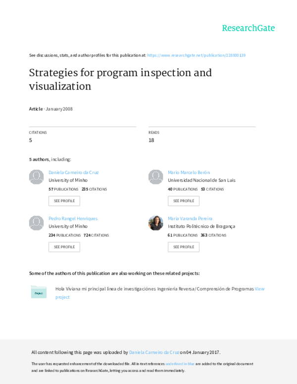 (PDF) Strategies for program inspection and visualization