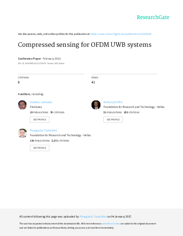 (PDF) Compressed Sensing for OFDM UWB Systems