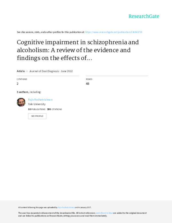 (PDF) CANTAB explicit memory is less impaired in addicted schizophrenia ...