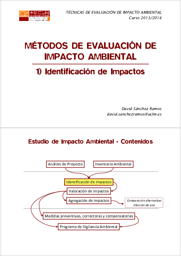 (PDF) M M É É TODOS DE EVALUACI TODOS DE EVALUACI Ó Ó N DE N DE IMPACTO AMBIENTAL IMPACTO AMBIENTAL