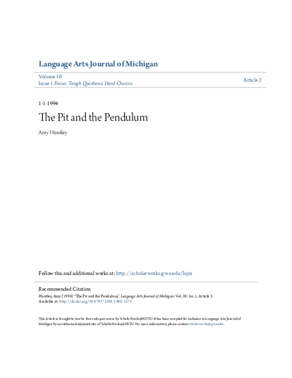 (PDF) The pit and the pendulum.