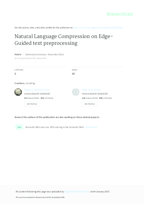 (PDF) Natural Language Compression on Edge-Guided Text Preprocessing