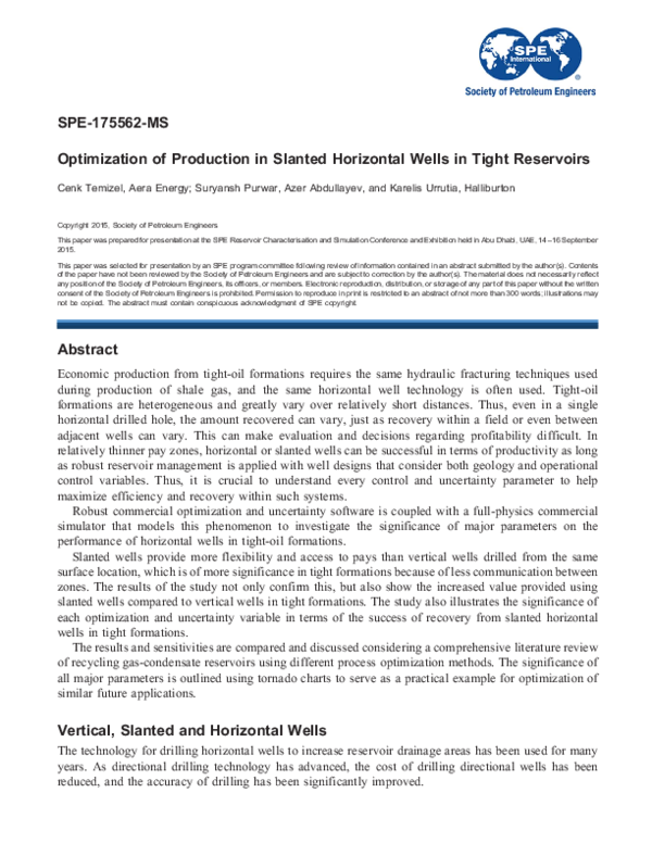 (PDF) SPE-175562-MS Optimization of Production in Slanted Horizontal ...