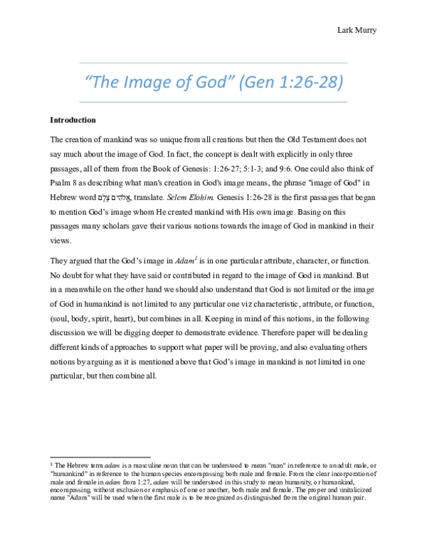 (PDF) The Image of God/Genesis 1:27