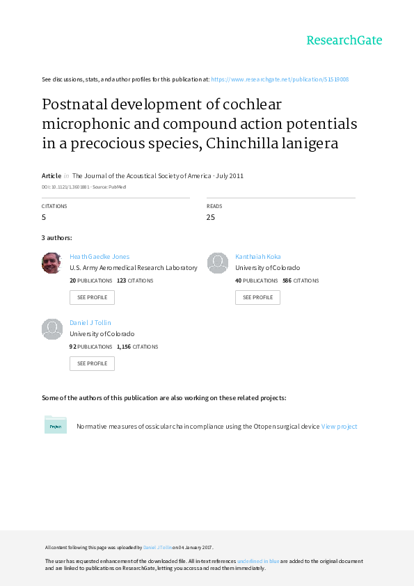 (PDF) Postnatal development of cochlear microphonic and compound action ...