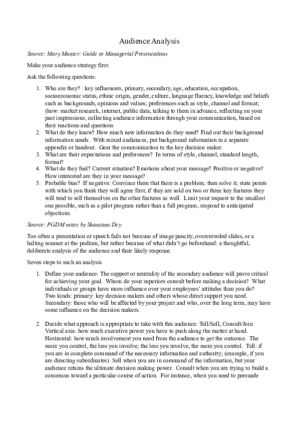 (DOC) Audience Analysis