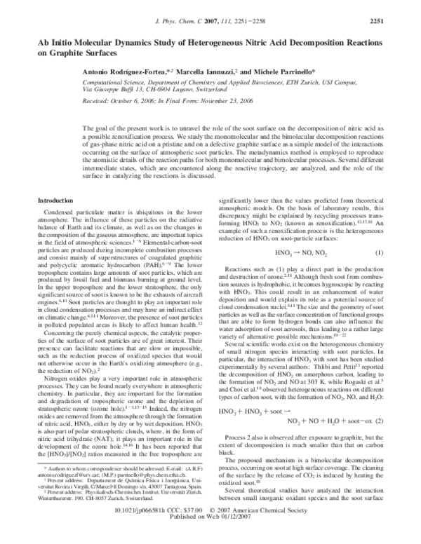 (PDF) Ab Initio Molecular Dynamics Study of Heterogeneous Oxidation of Graphite by Means of Gas ...