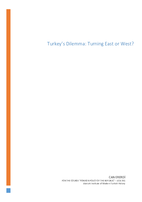 (PDF) Turkey’s Dilemma: Turning East or West?