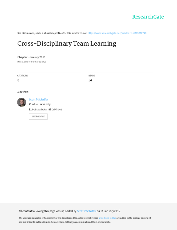 (PDF) Cross‐Disciplinary Team Learning