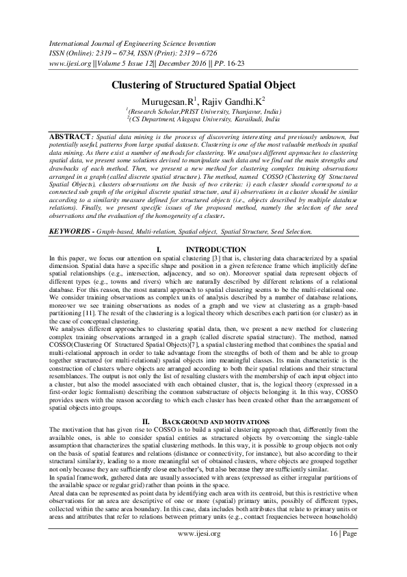(PDF) Clustering of Structured Spatial Object