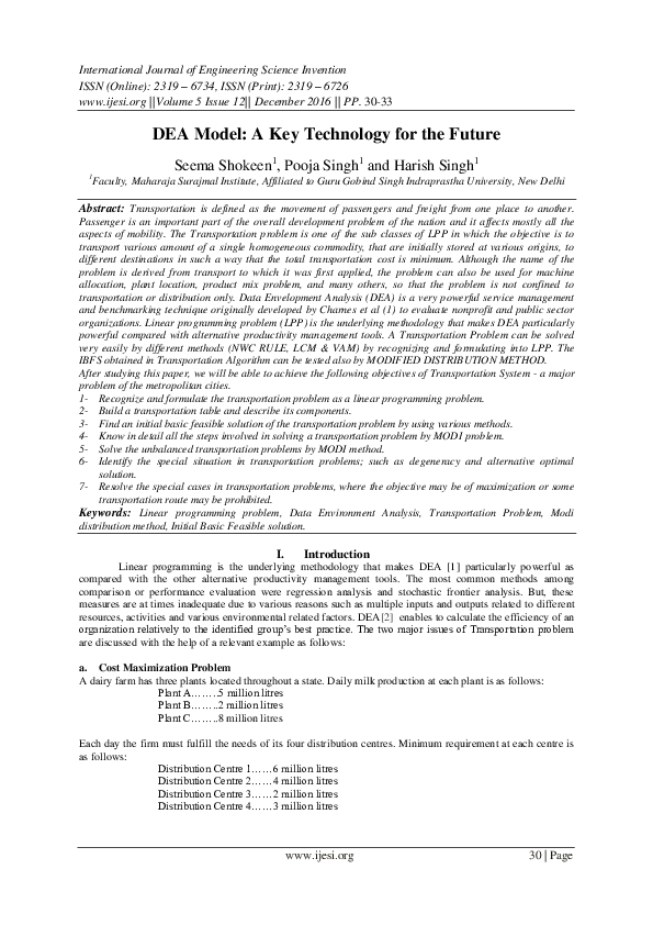 (PDF) DEA Model: A Key Technology for the Future