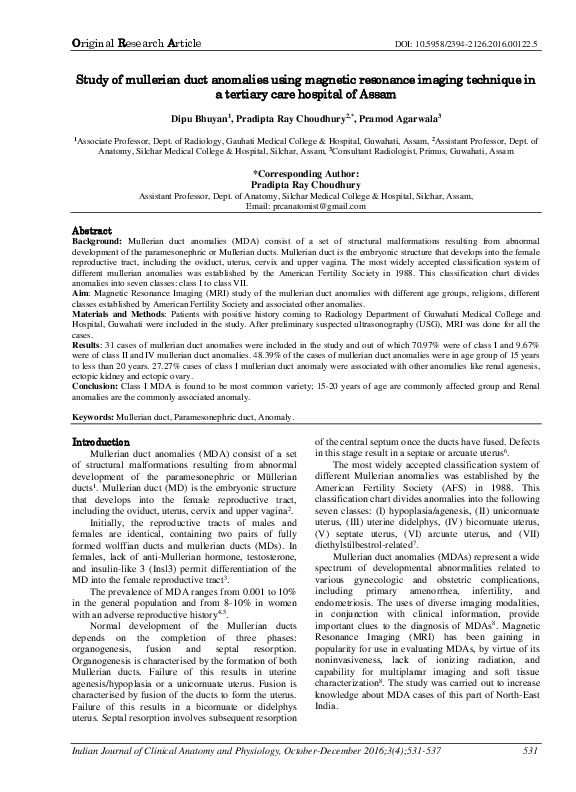 (PDF) Study of mullerian duct anomalies using magnetic resonance ...