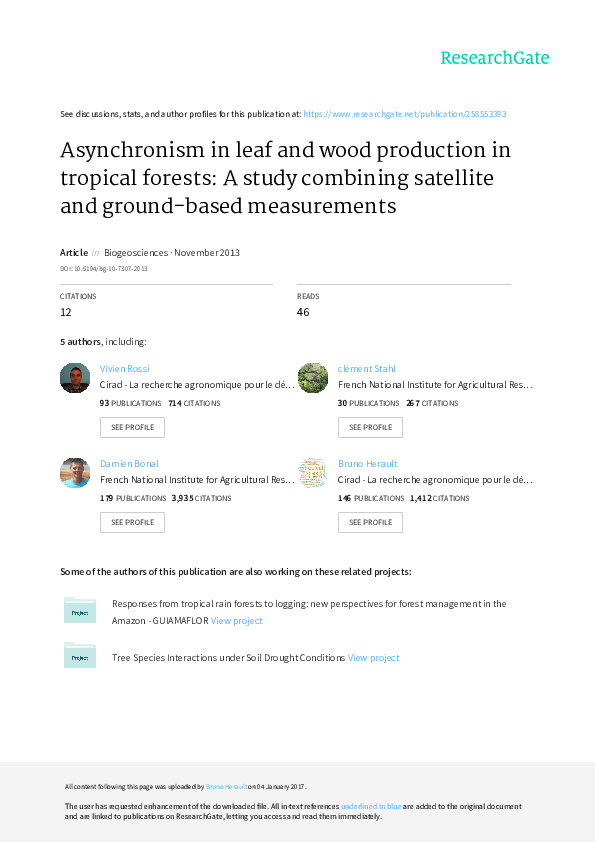 (PDF) Asynchronism in leaf and wood production in tropical forests: a ...