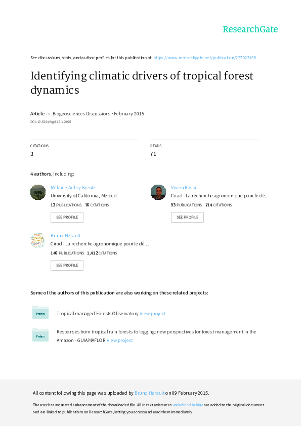 (PDF) Identifying climatic drivers of tropical forest dynamics