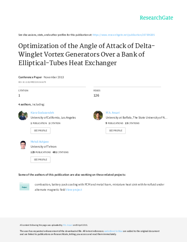 (PDF) Optimization of the Angle of Attack of Delta-Winglet Vortex ...