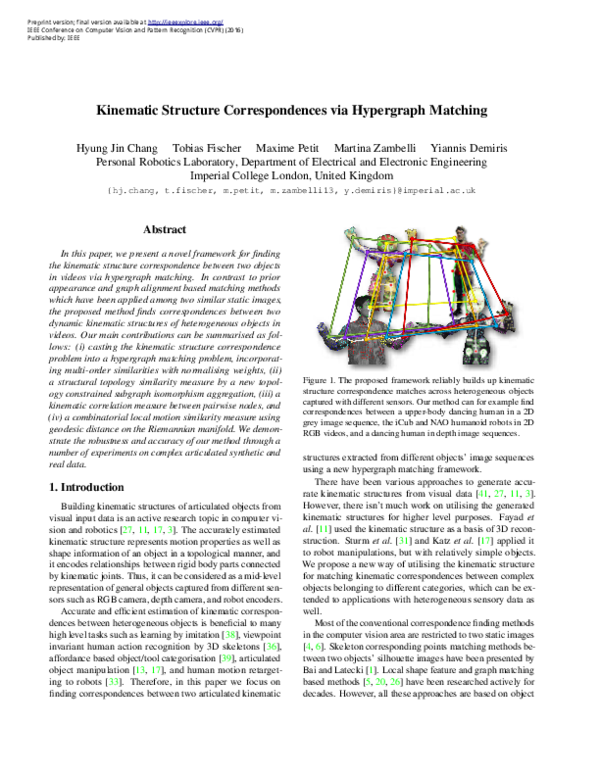 (PDF) Kinematic Structure Correspondences via Hypergraph Matching