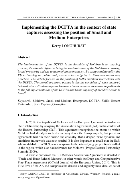 (PDF) Implementing the DCFTA in the context of state capture: assessing ...