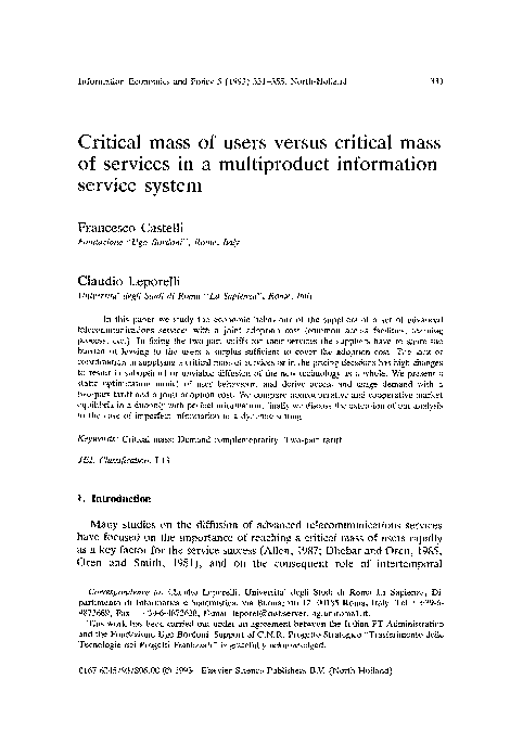 (PDF) Critical mass of users versus critical mass of services in a ...