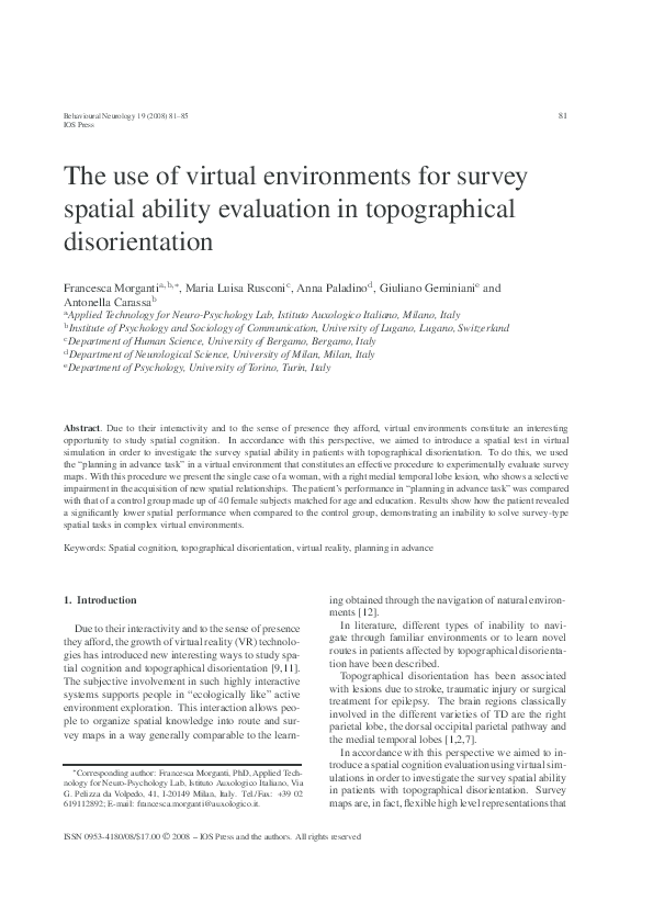 (PDF) The use of virtual environments for survey spatial ability ...