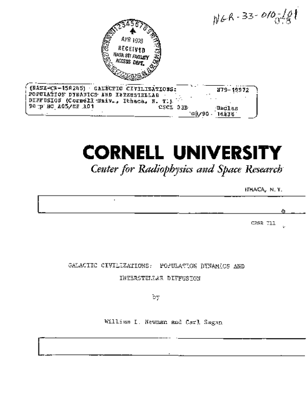 (PDF) Galactic civilizations: Population dynamics and interstellar diffusion