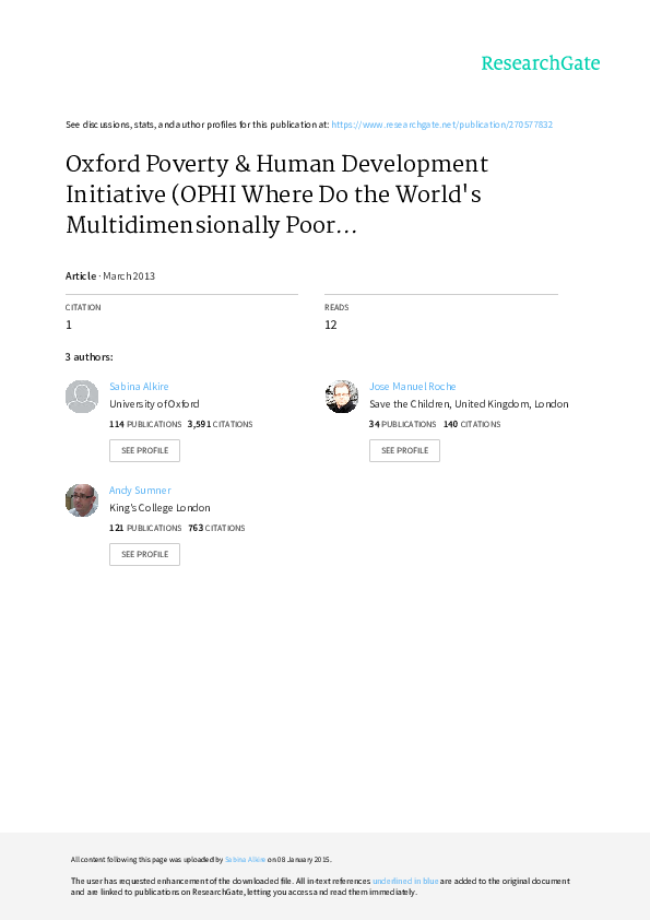 (PDF) Oxford Poverty & Human Development Initiative (OPHI Where Do the ...