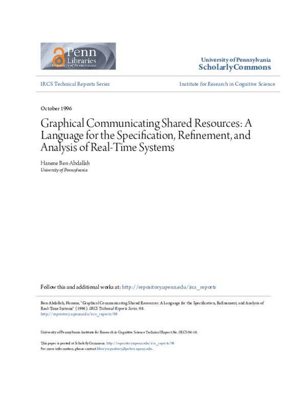 (PDF) Graphical communicating shared resources: a language for the specification, refinement and ...