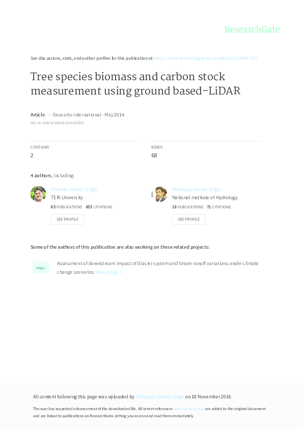 (PDF) Tree species biomass and carbon stock measurement using ground based-LiDAR